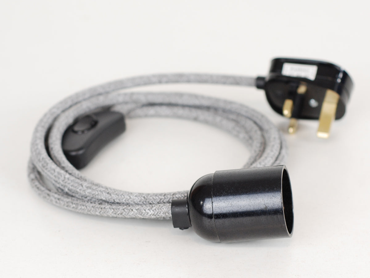 Plug-in Pendant | Round Fabric Cable | Grey Marl – Vendimia Lighting Co.